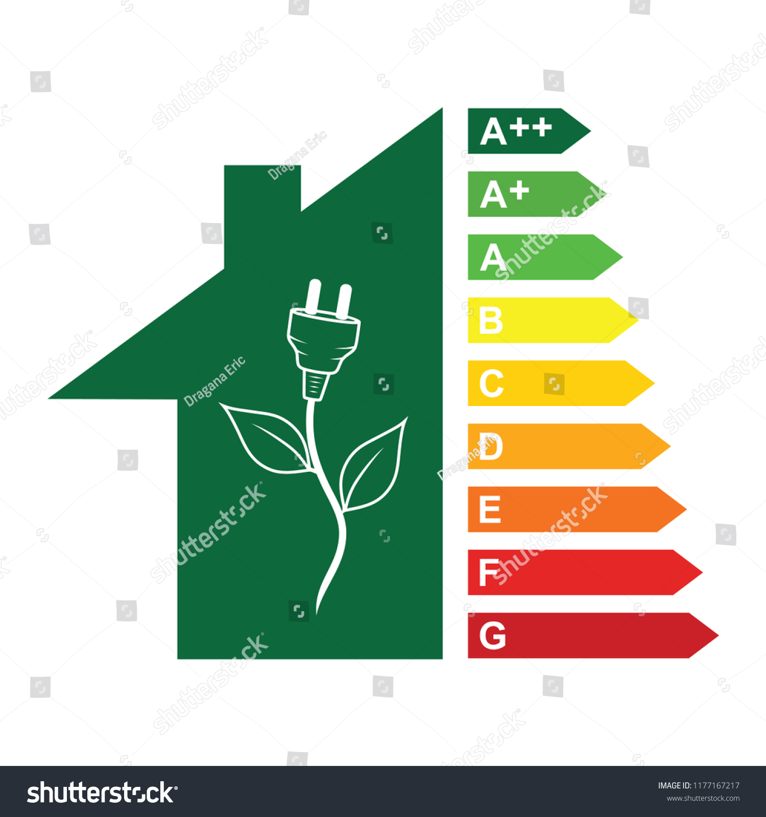 Energy Efficiency Rating Icon Stock Vector (Royalty Free) 1177167217 ...