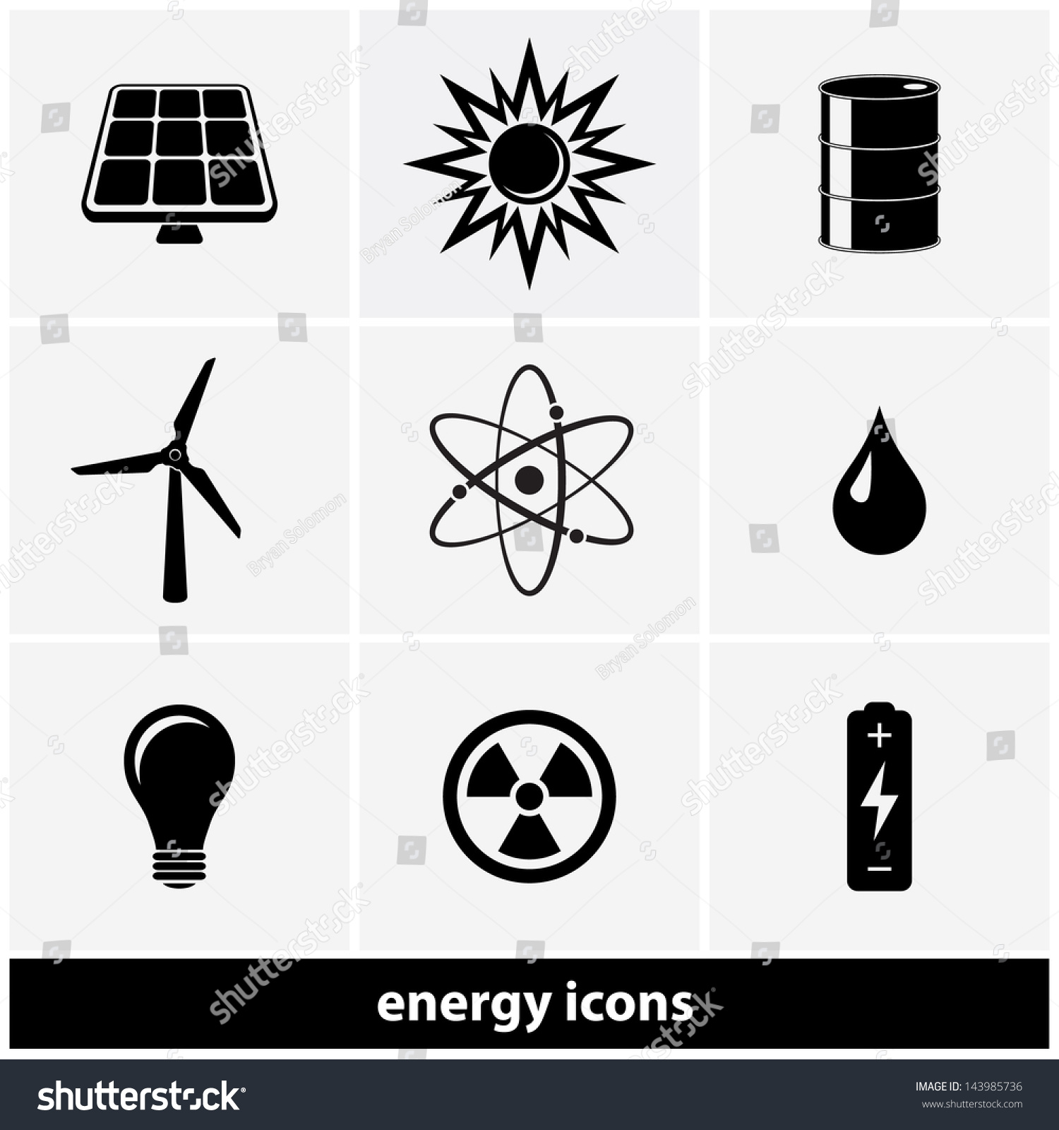 Energy Icon Set Stock Vector Illustration 143985736 : Shutterstock