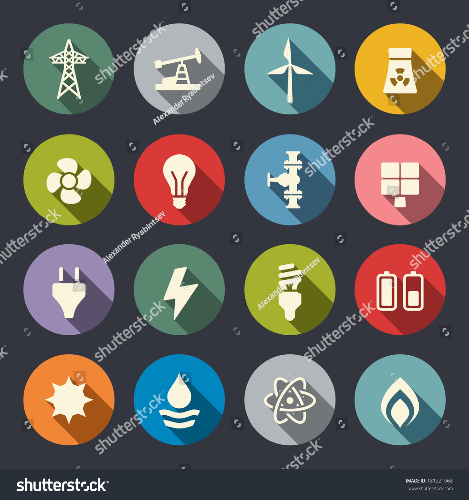 Energy Icon Set Stock Vector (Royalty Free) 181221068 - Shutterstock