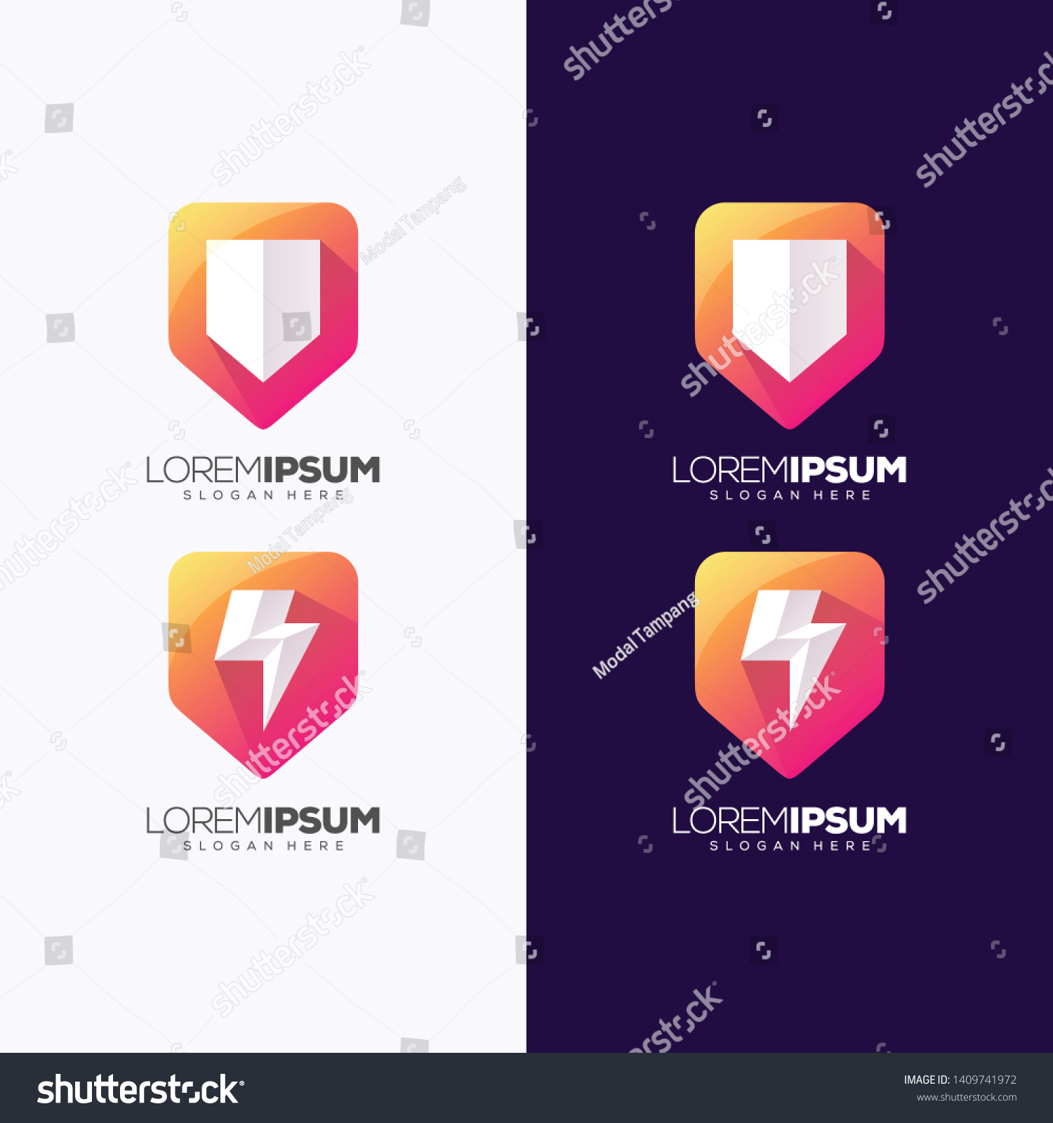 Energy Shield Logo Design Vector Illustration Stock Vector (Royalty ...
