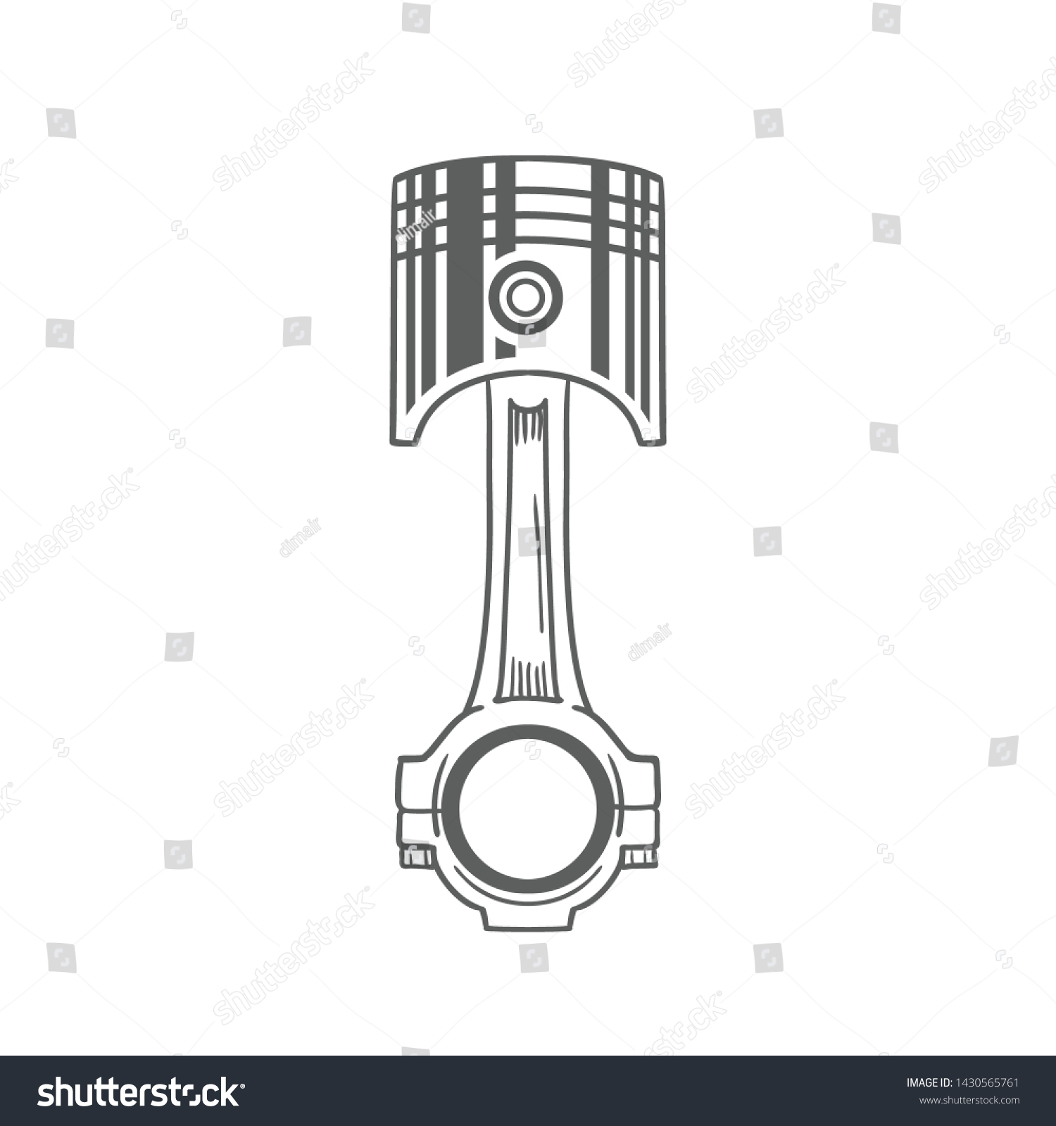 Engine Piston Hand Drawn On White Stock Vector (Royalty Free) 1430565761