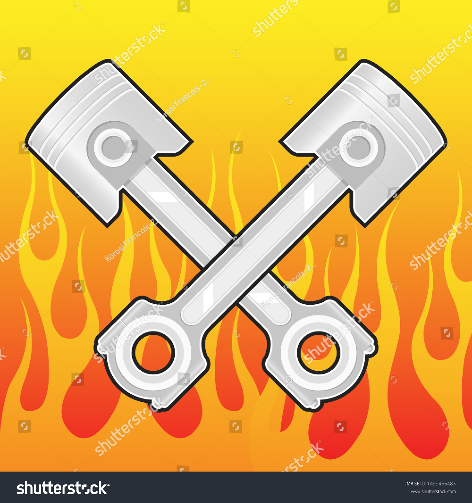 Engine Pistons Vector Illustration Fire Flame Stock Vector (Royalty ...