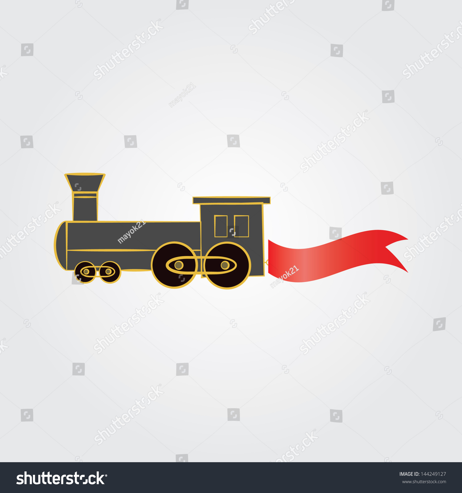 Engine Train Red Ribbon Vector Illustration Stock Vector (Royalty Free ...
