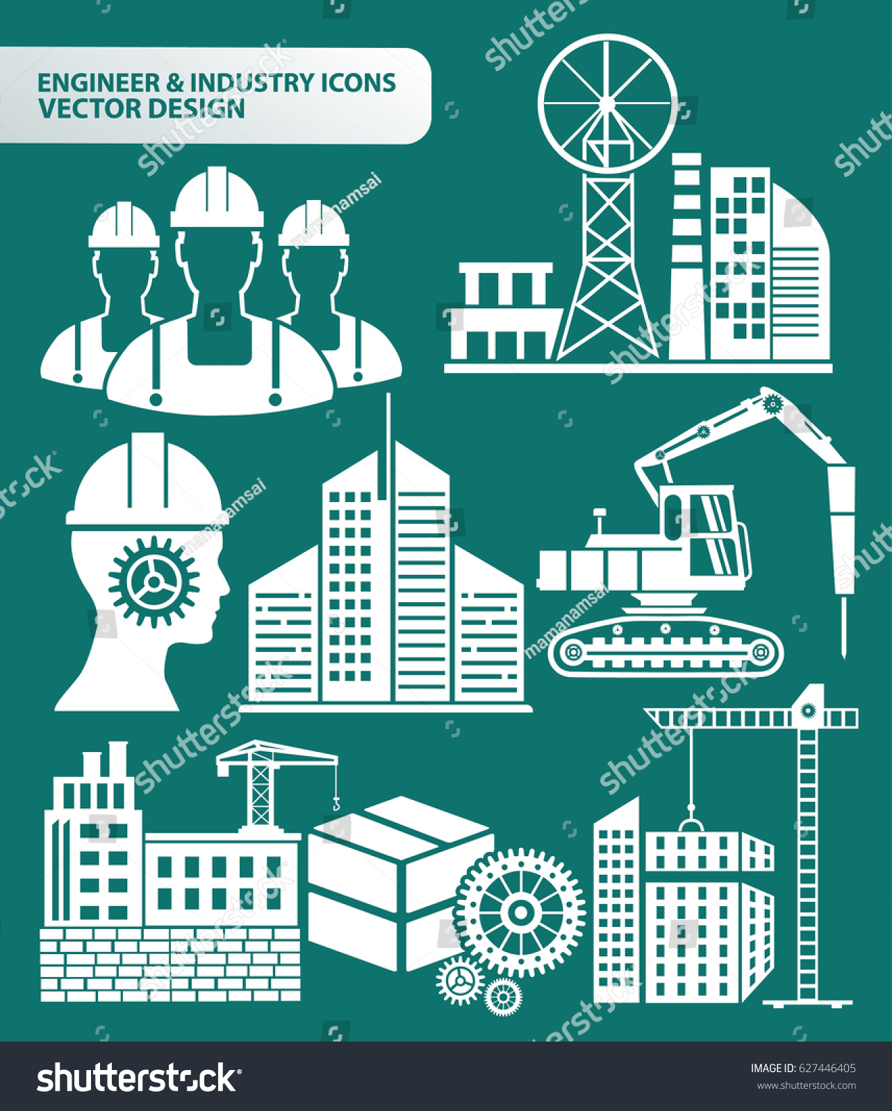Engineer Industry Icon Setclean Vector Stock Vector (Royalty Free ...