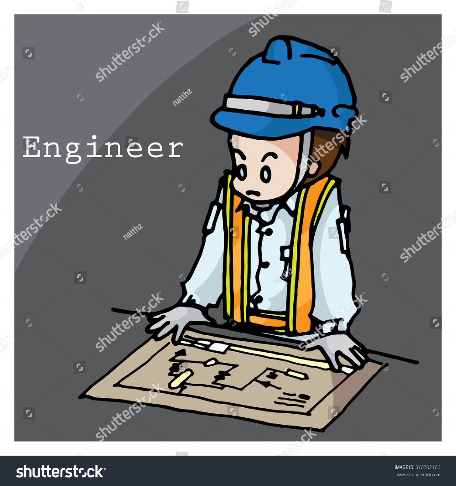 Engineer Cartoon Cute Vector Character: vector de stock (libre de ...