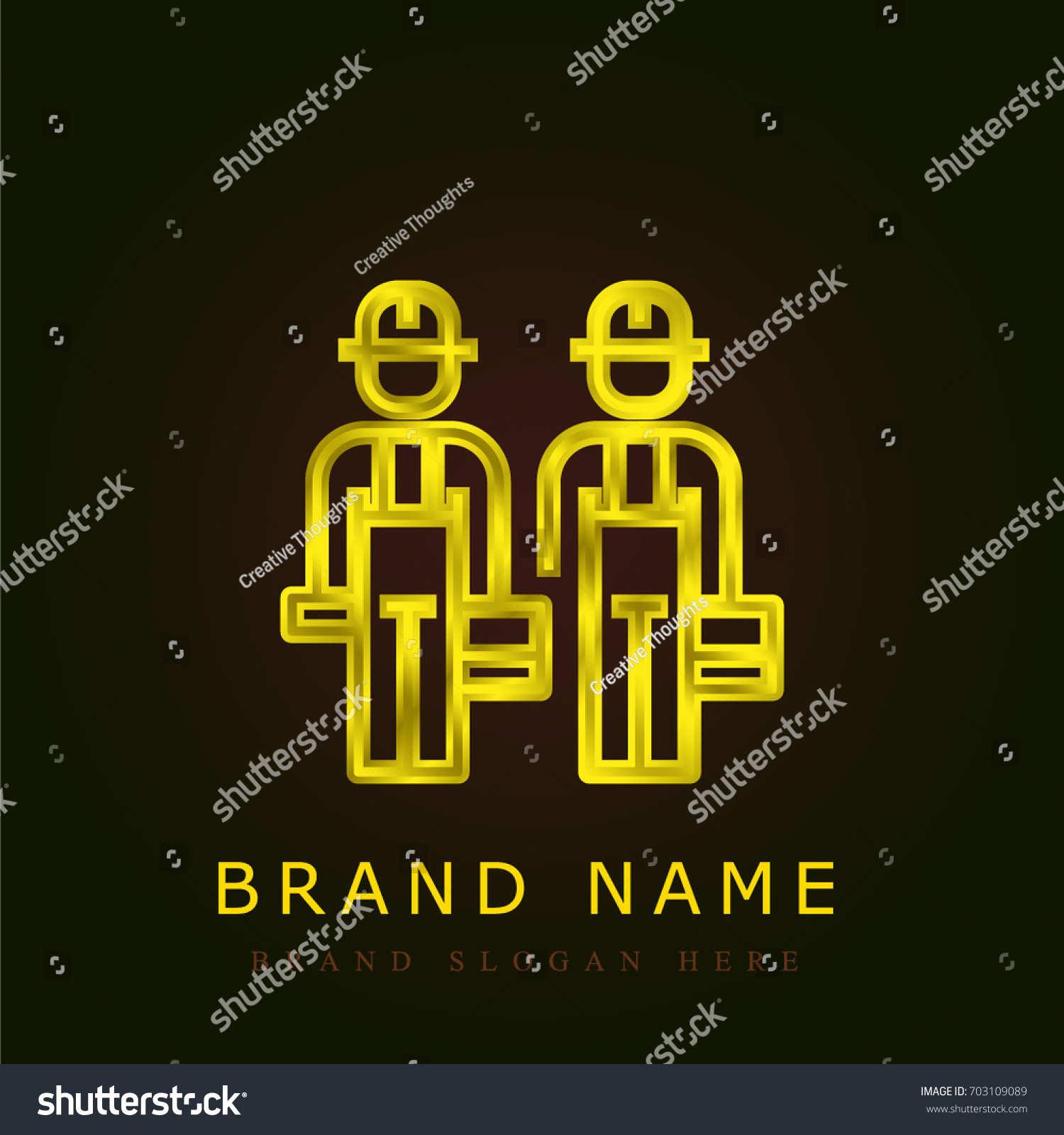 Engineer Golden Metallic Logo Stock Vector (Royalty Free) 703109089 ...