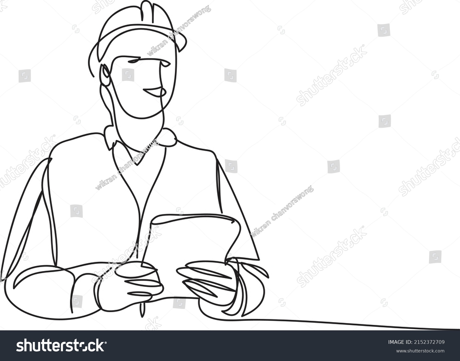 Engineer Line Drawing Vector Illustration Stock Vector (Royalty Free ...