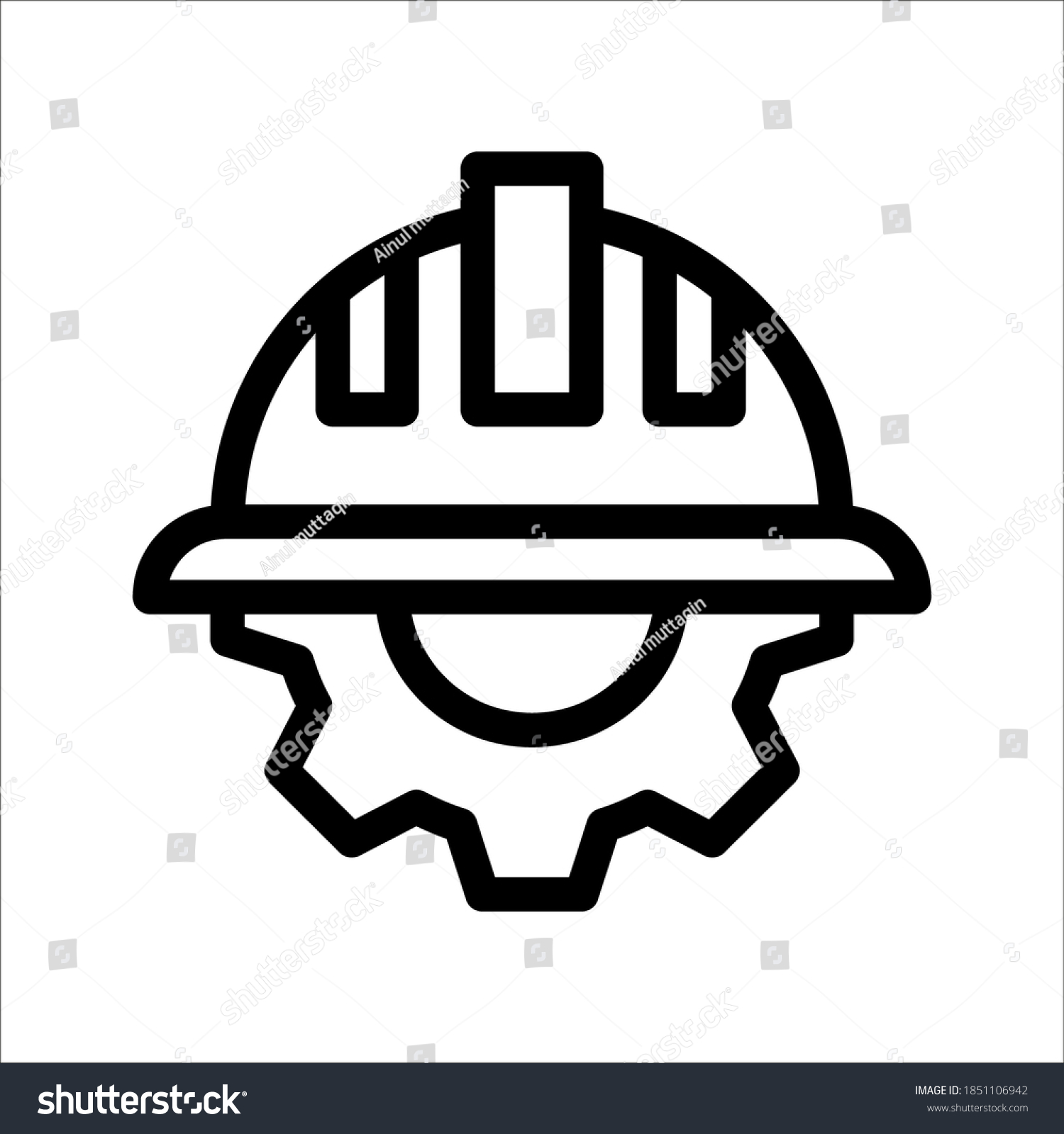 Engineer Vector Gear Helmet Icon On Stock Vector (Royalty Free) 1851106942