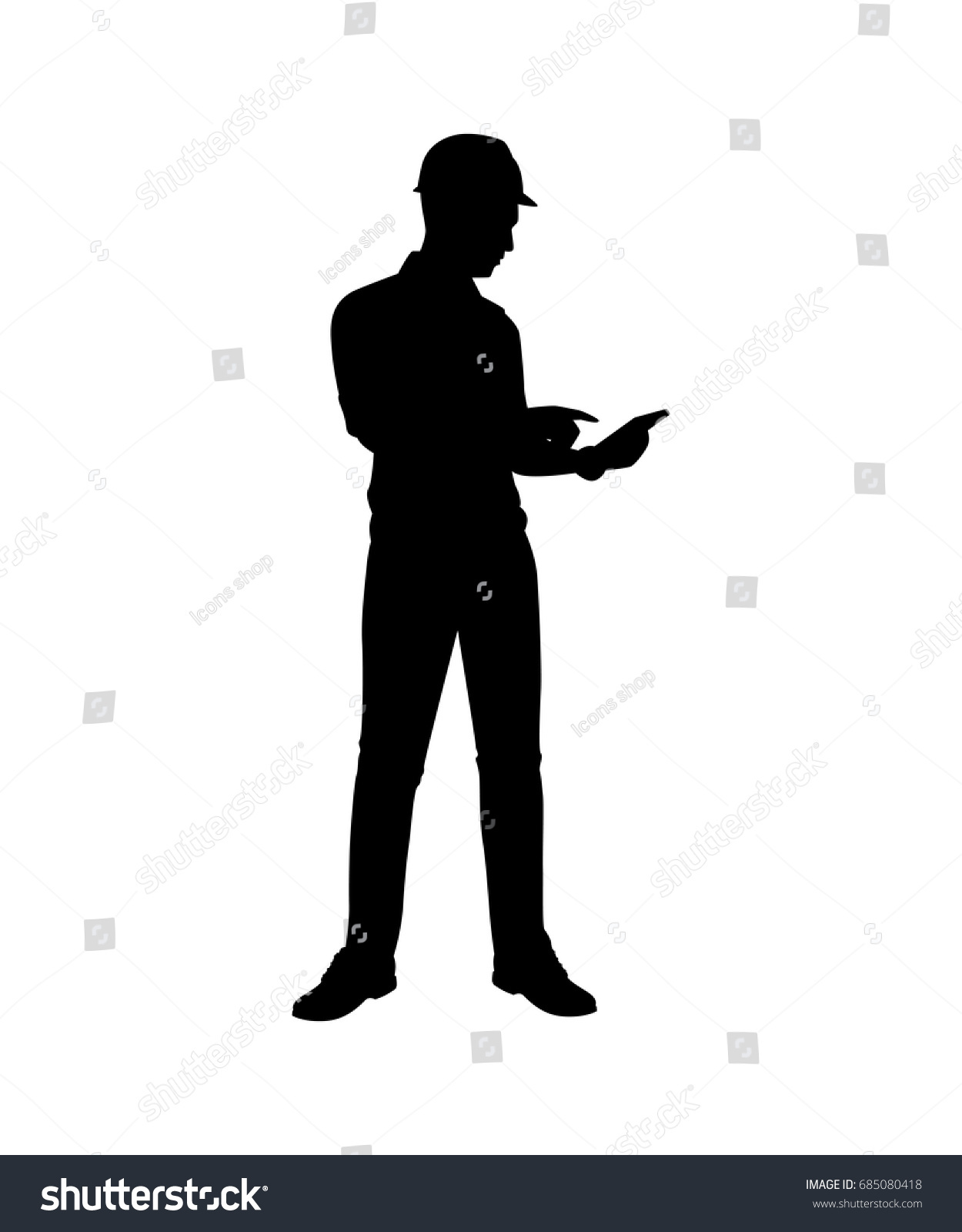 Ingeniero con vector aislado de silueta: vector de stock (libre de ...