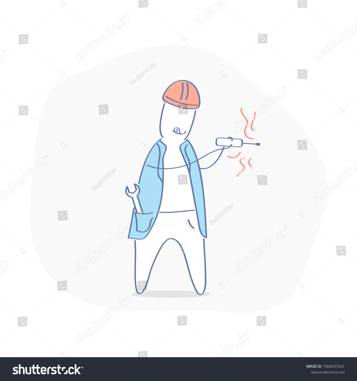 Engineer Worker Repairman Handyman Contractor Working Stock Vector ...