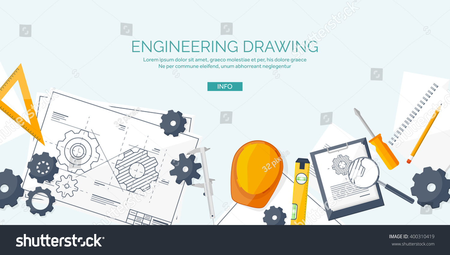 Engineering Architecture Designflat Styletechnical Drawingmechanical ...
