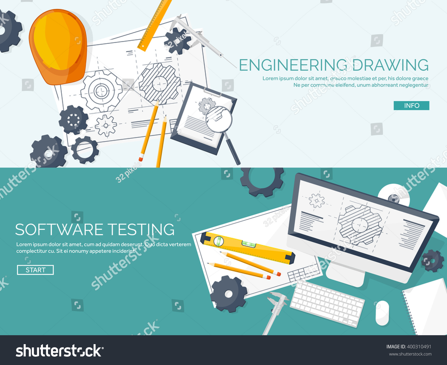 Engineering Architecture Designflat Styletechnical Drawingmechanical ...
