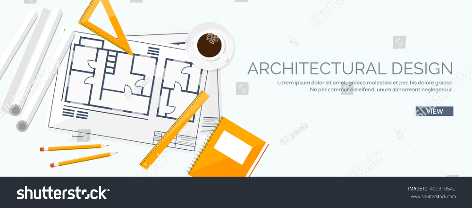Engineering Architecture Designflat Styletechnical Drawingmechanical ...