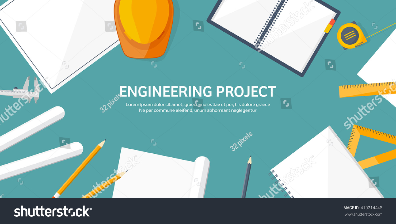 Engineering Architecture Designflat Styletechnical Drawingmechanical ...