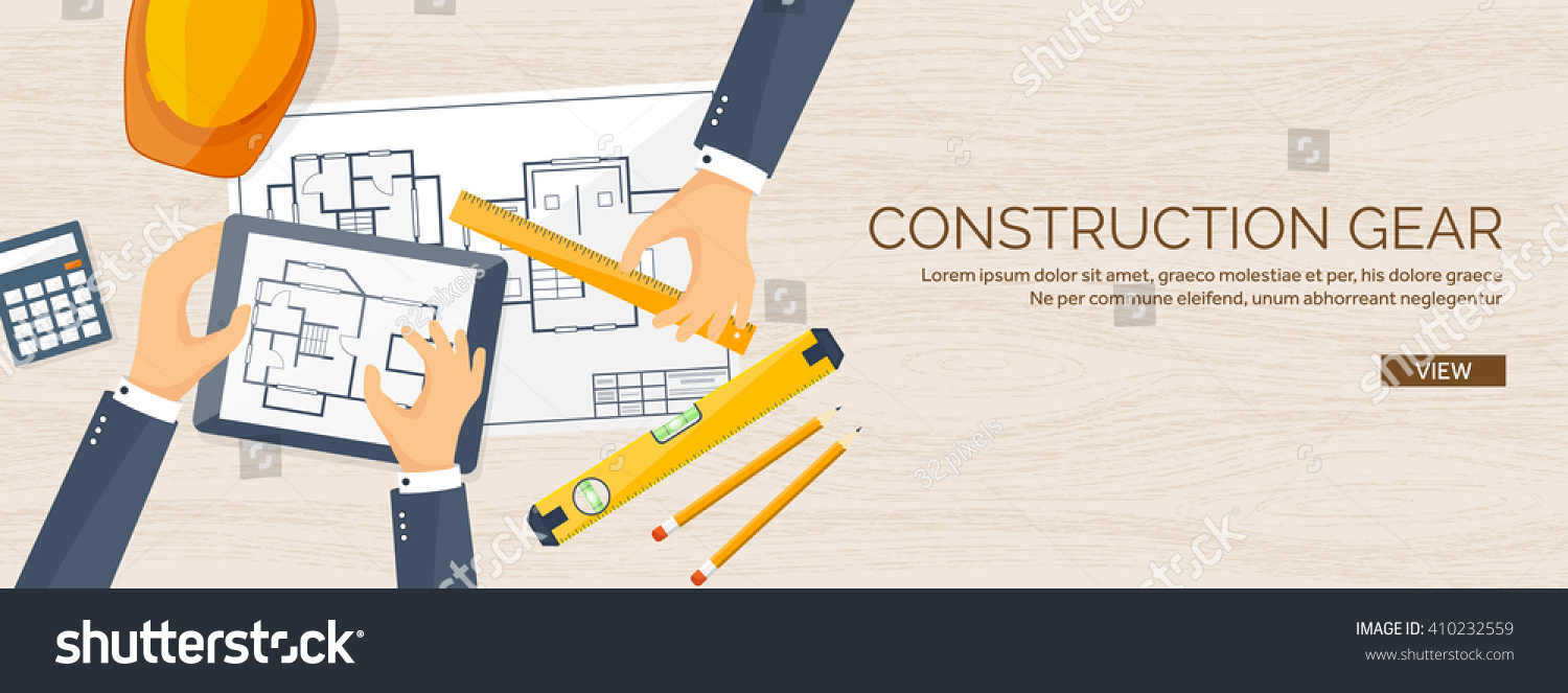 Engineering Architecture Designflat Styletechnical Drawingmechanical ...
