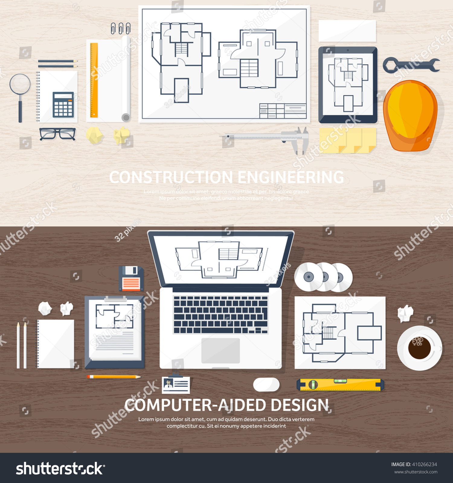 Engineering Architecture Designflat Styletechnical Drawingmechanical ...