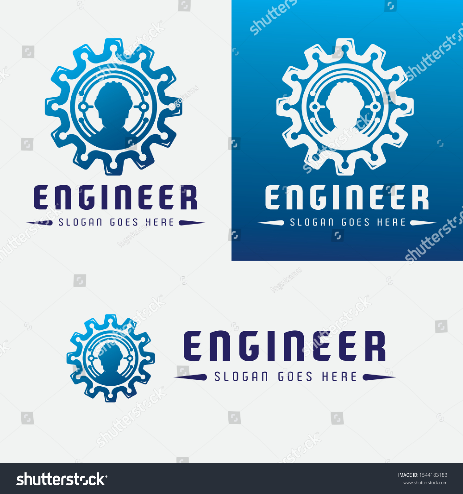 Engineering Builder Contractor Gear Logo Templates Stock Vector ...