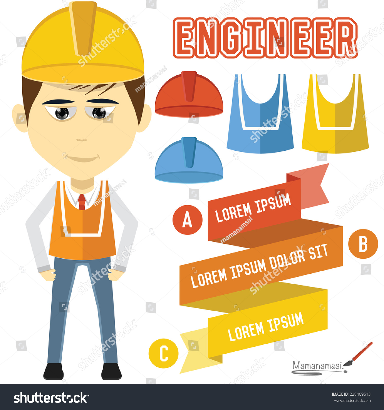 Engineering Character Design On White Backgroundclean Stock Vector ...