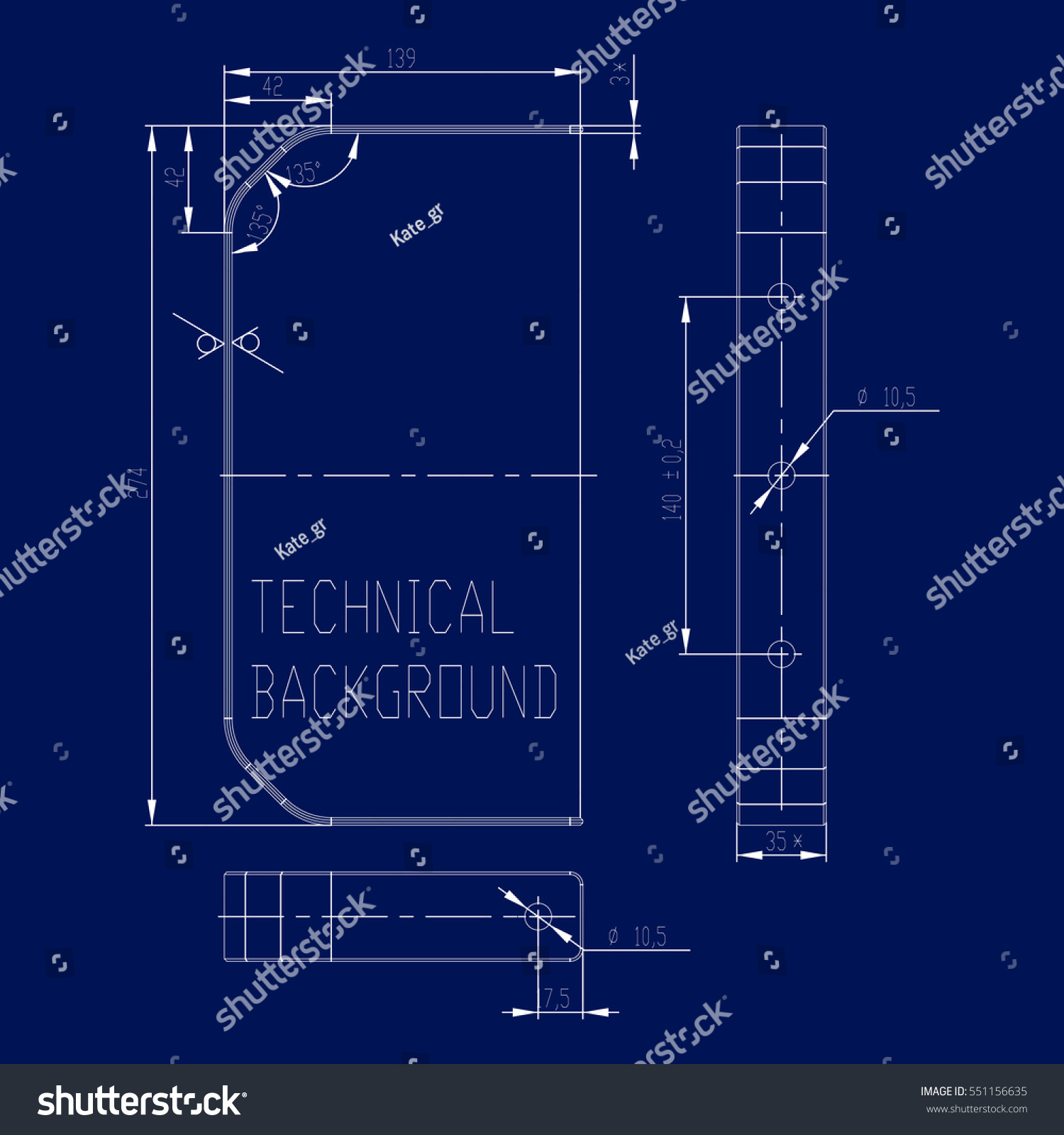 Engineering Drawing Modern Mechanics Blueprints Vector: เวกเตอร์สต็อก ...