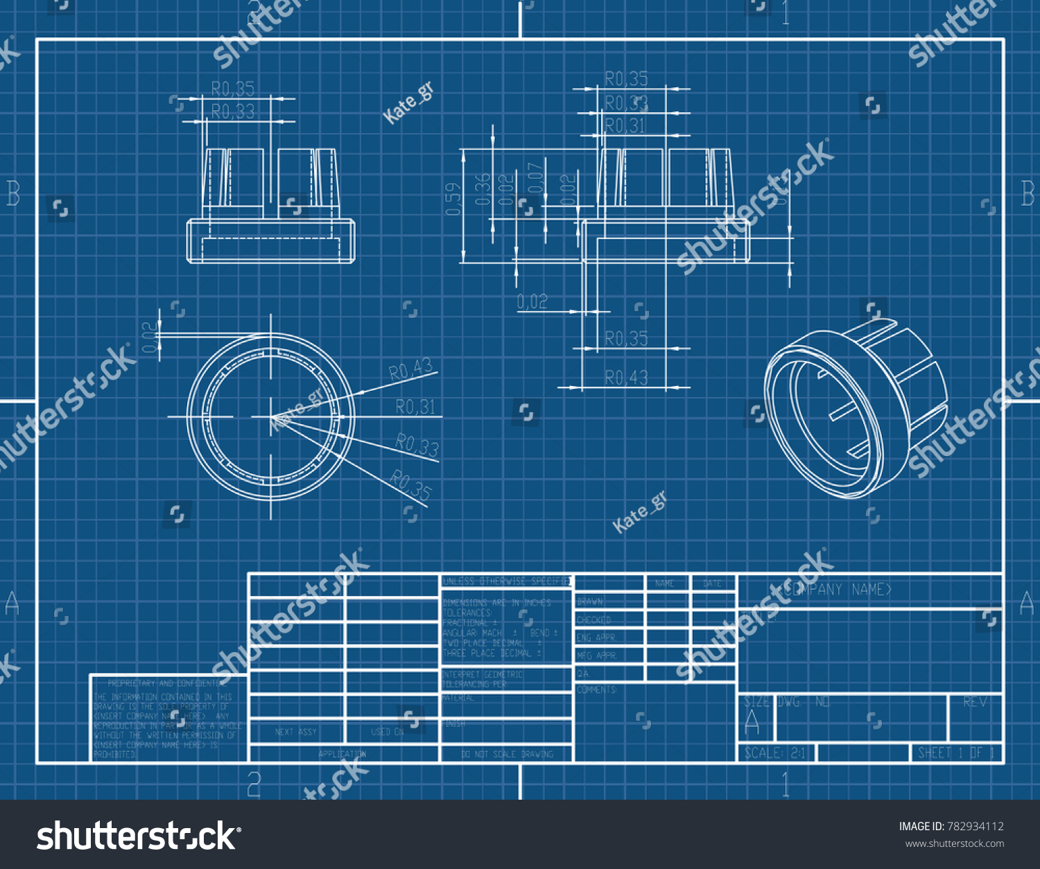 Engineering Drawing Modern Mechanics Blueprints Vector Stock Vector ...