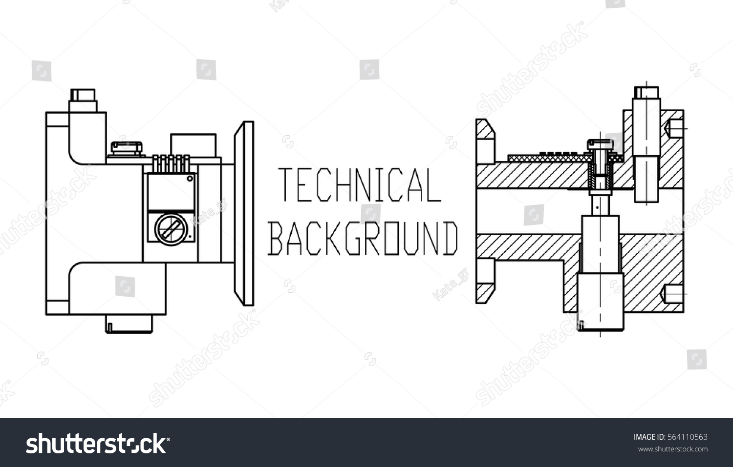 Engineering Drawing Modern Mechanics Blueprints Vector Stock Vector ...