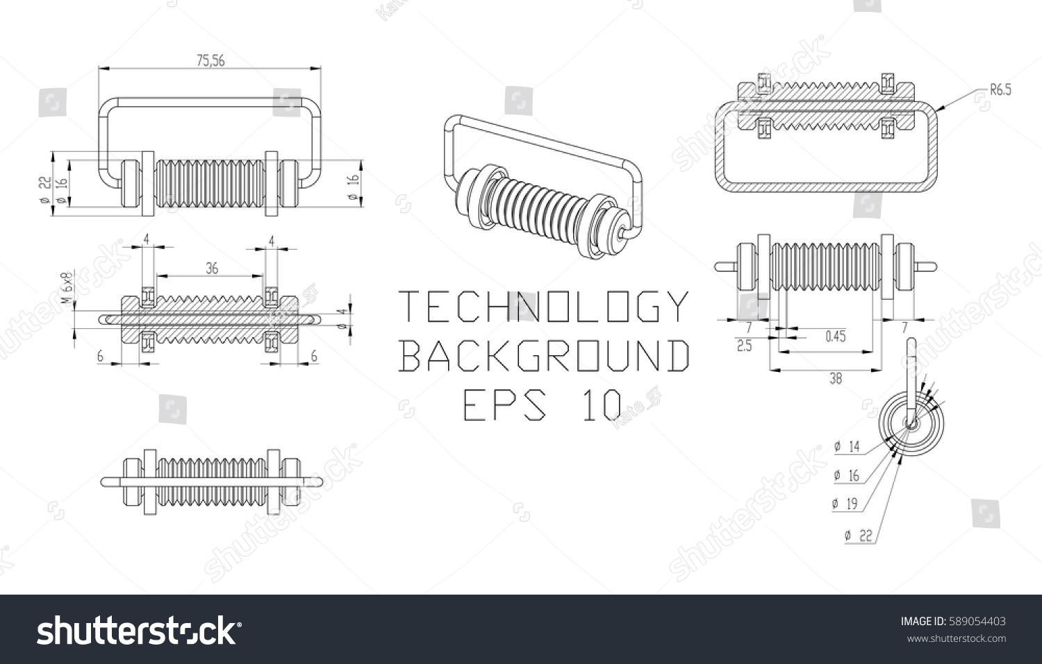 Engineering Drawing Modern Mechanics Blueprints Vector Stock Vector ...