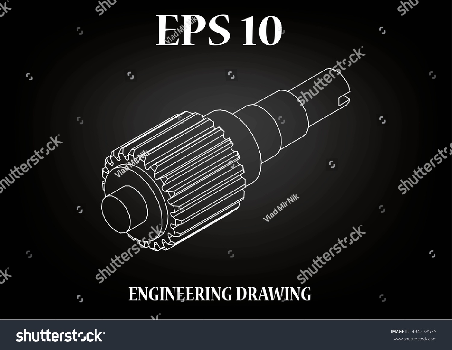 Stock vektor „Engineering Drawing Pinion Shaft 3d“ (bez autorských ...