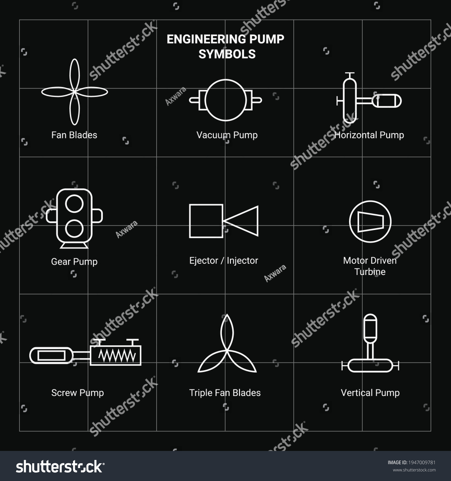Engineering Drawing Symbol Pump Symbol Vector Stock Vector (Royalty ...