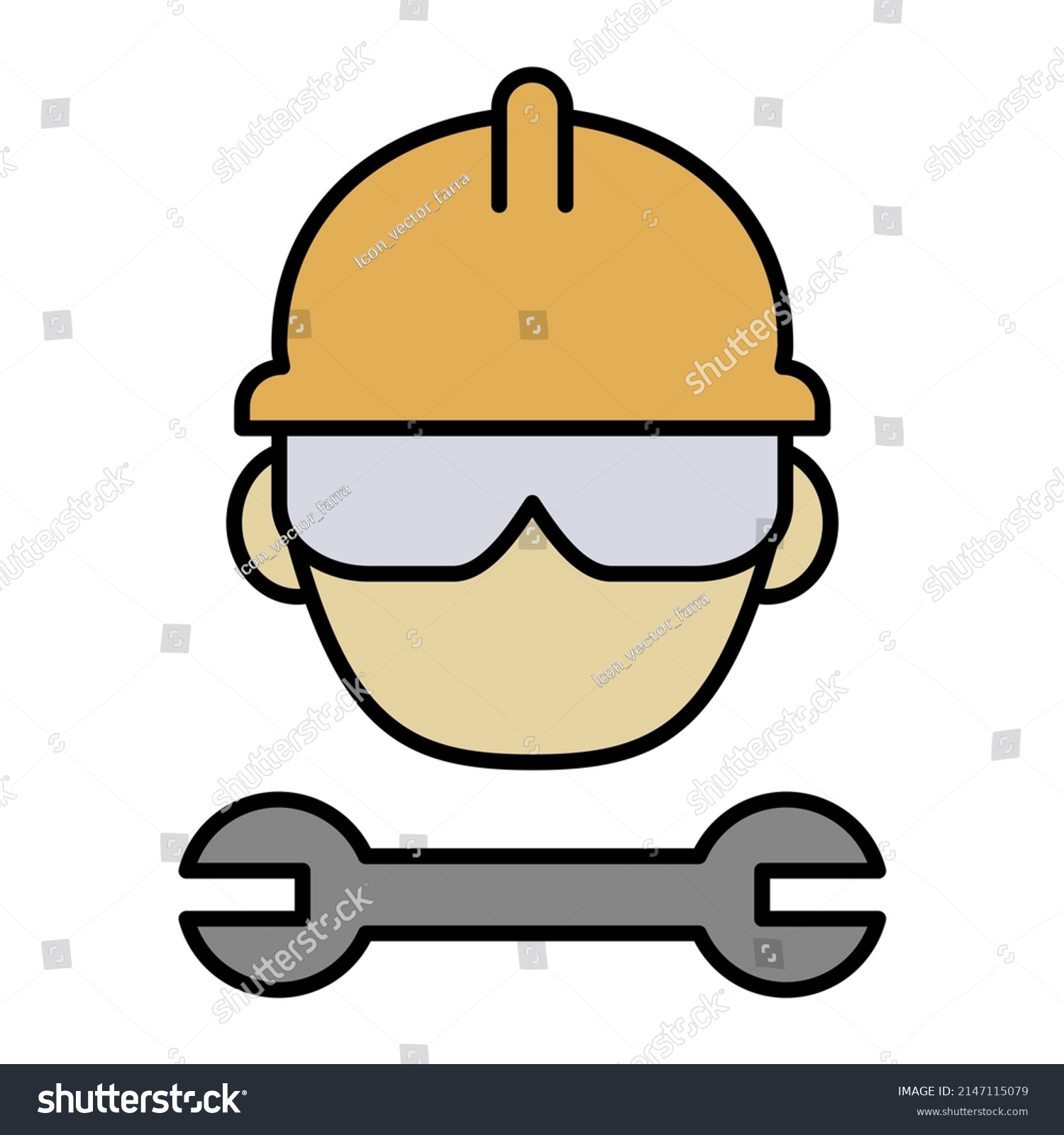 Engineering Icon Cartoon Construction Worker Symbol Stock Vector ...
