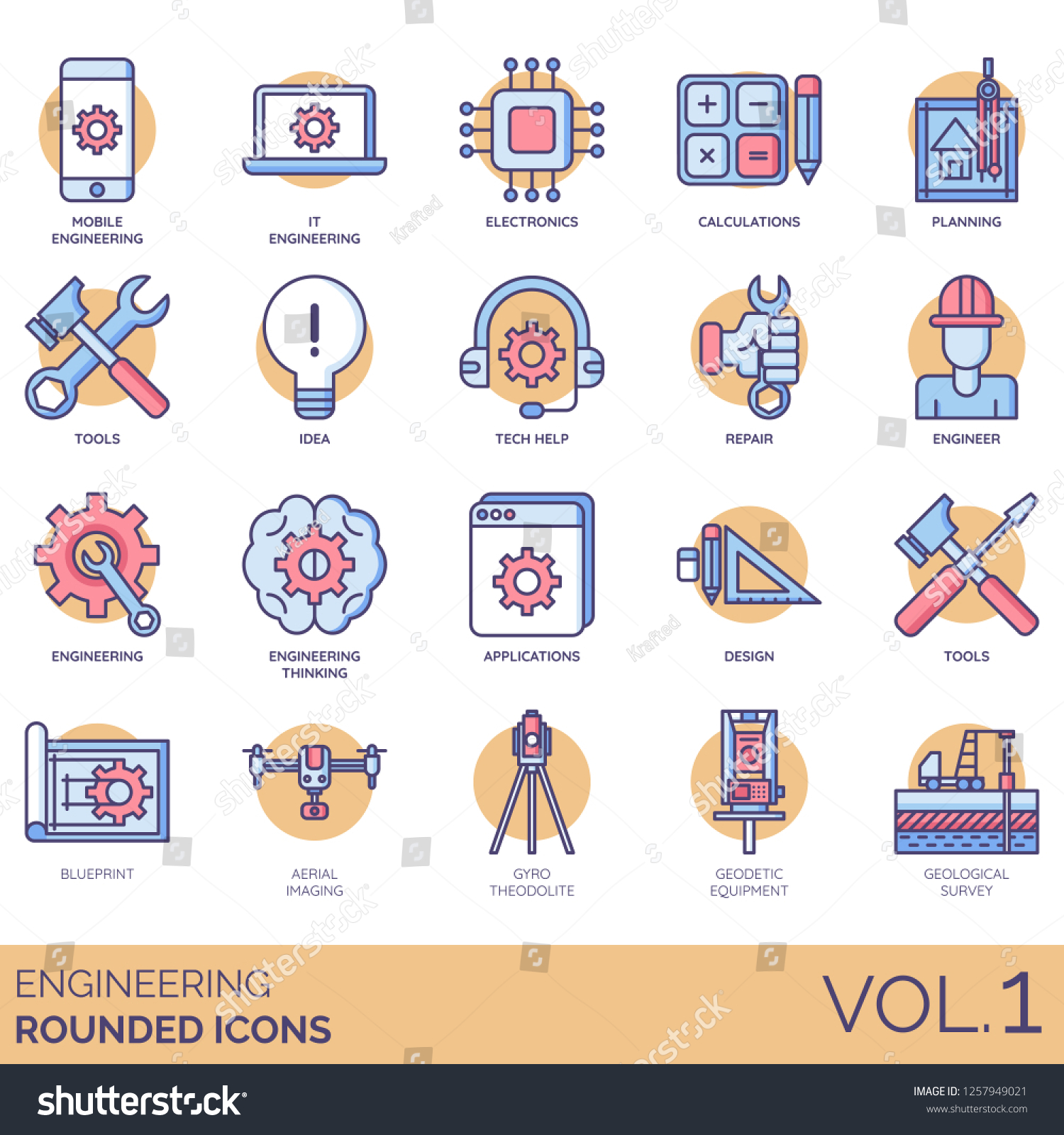 Engineering Icons Including Mobile Calculation Tools Stock Vector ...