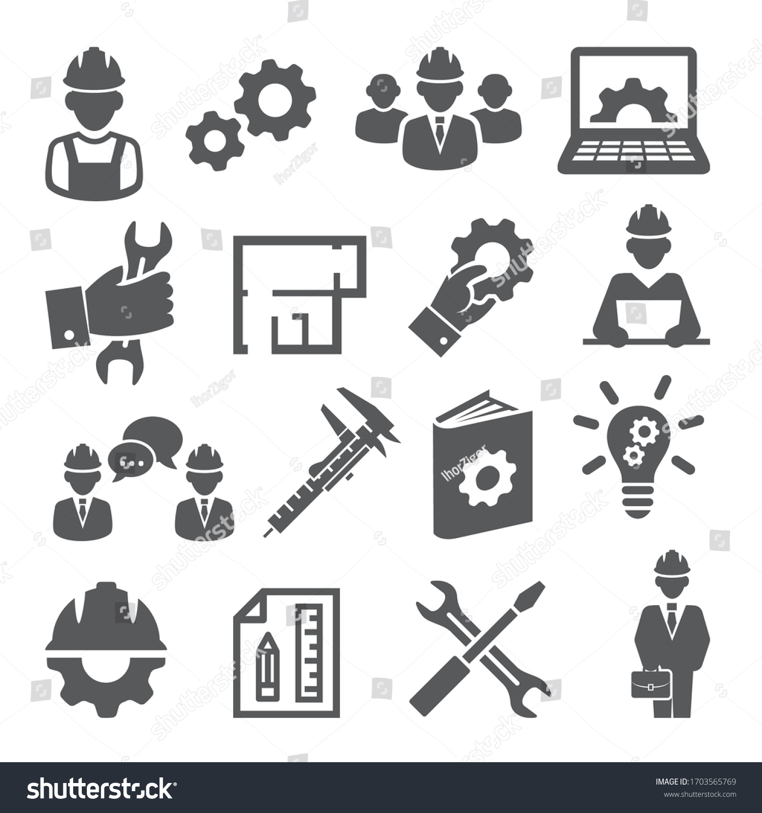 Iconos de ingeniería establecidos en fondo: vector de stock (libre de ...