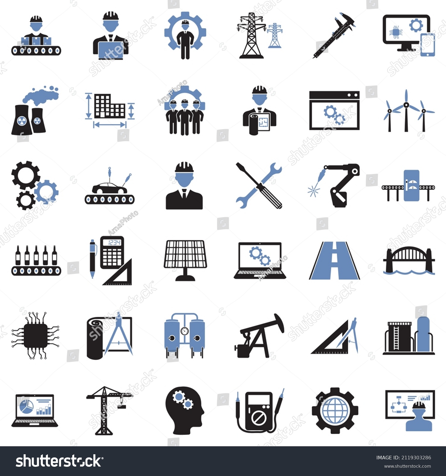 Engineering Icons Two Tone Flat Design Stock Vector (Royalty Free ...