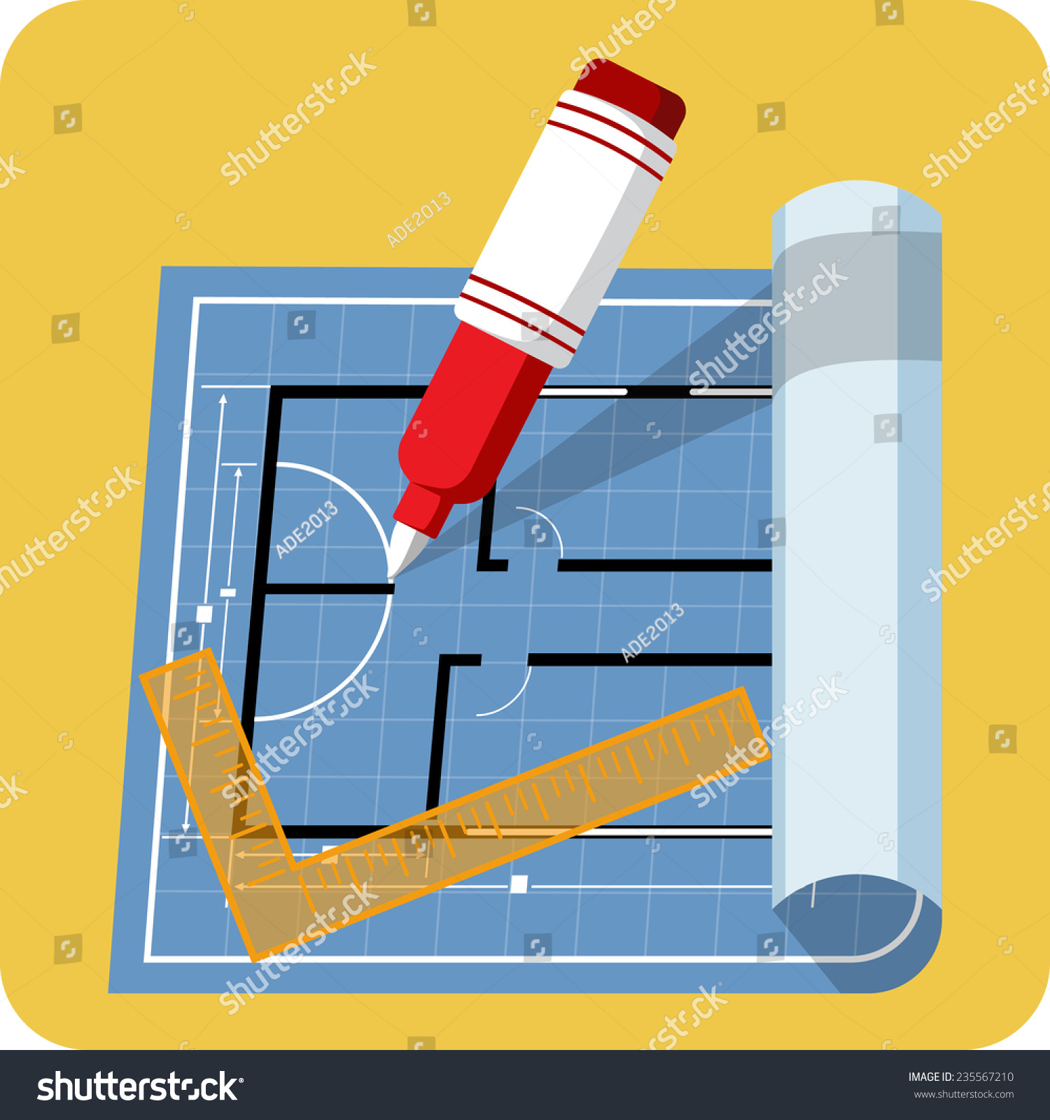 Engineering Planning Symbol Blueprint Stock Vector (Royalty Free ...