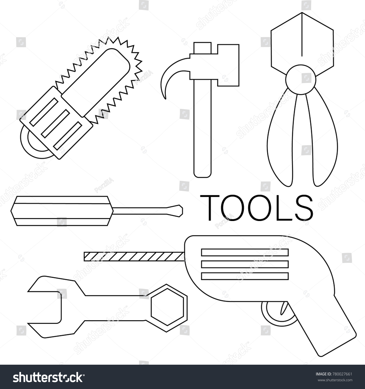 Engineering Tools Cartoon Style Drawing Illustration Stock Vector ...