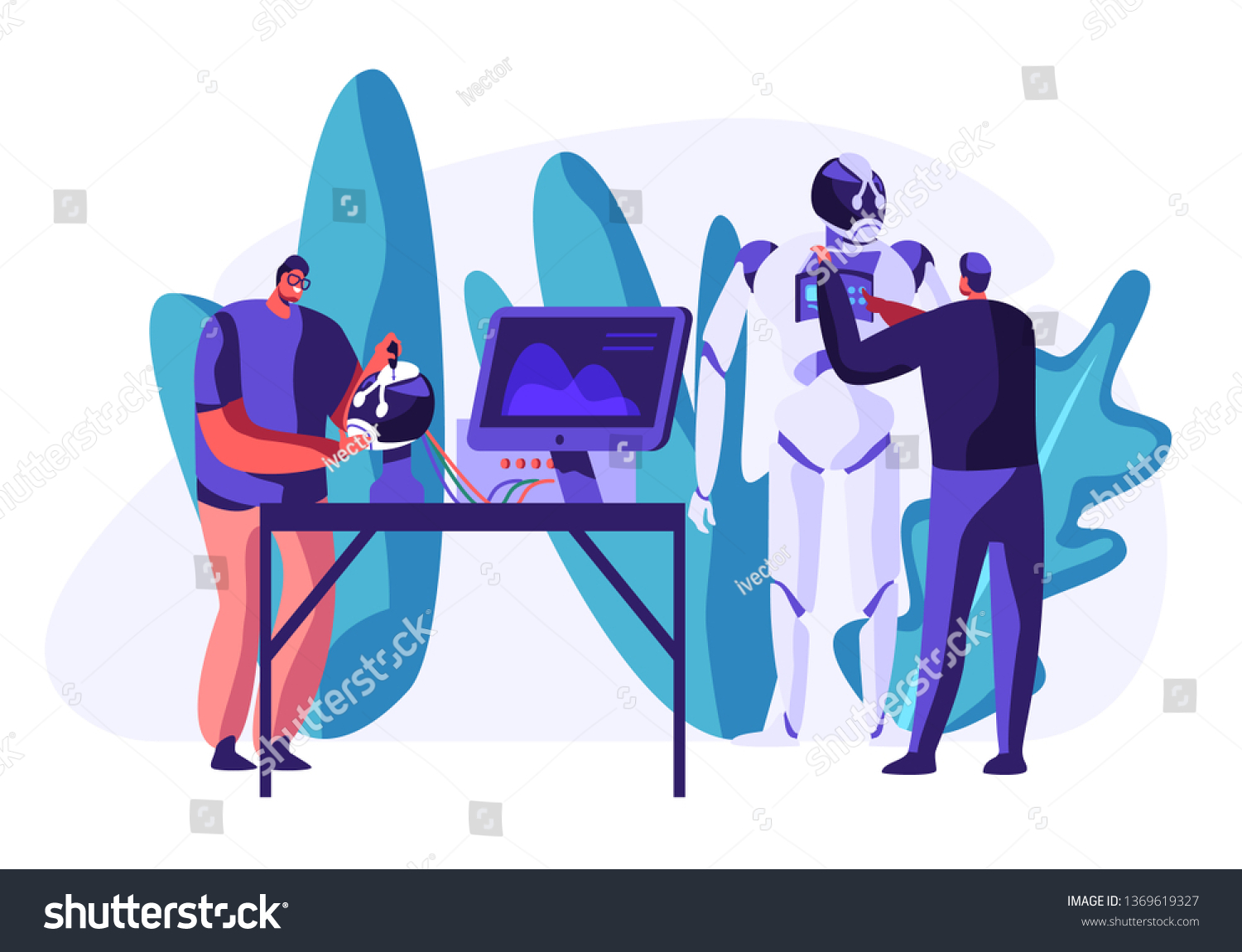 Engineers Scientists Male Characters Making Programming Stock Vector ... Engineers Scientists Male Characters Making Programming Stock Vector ...