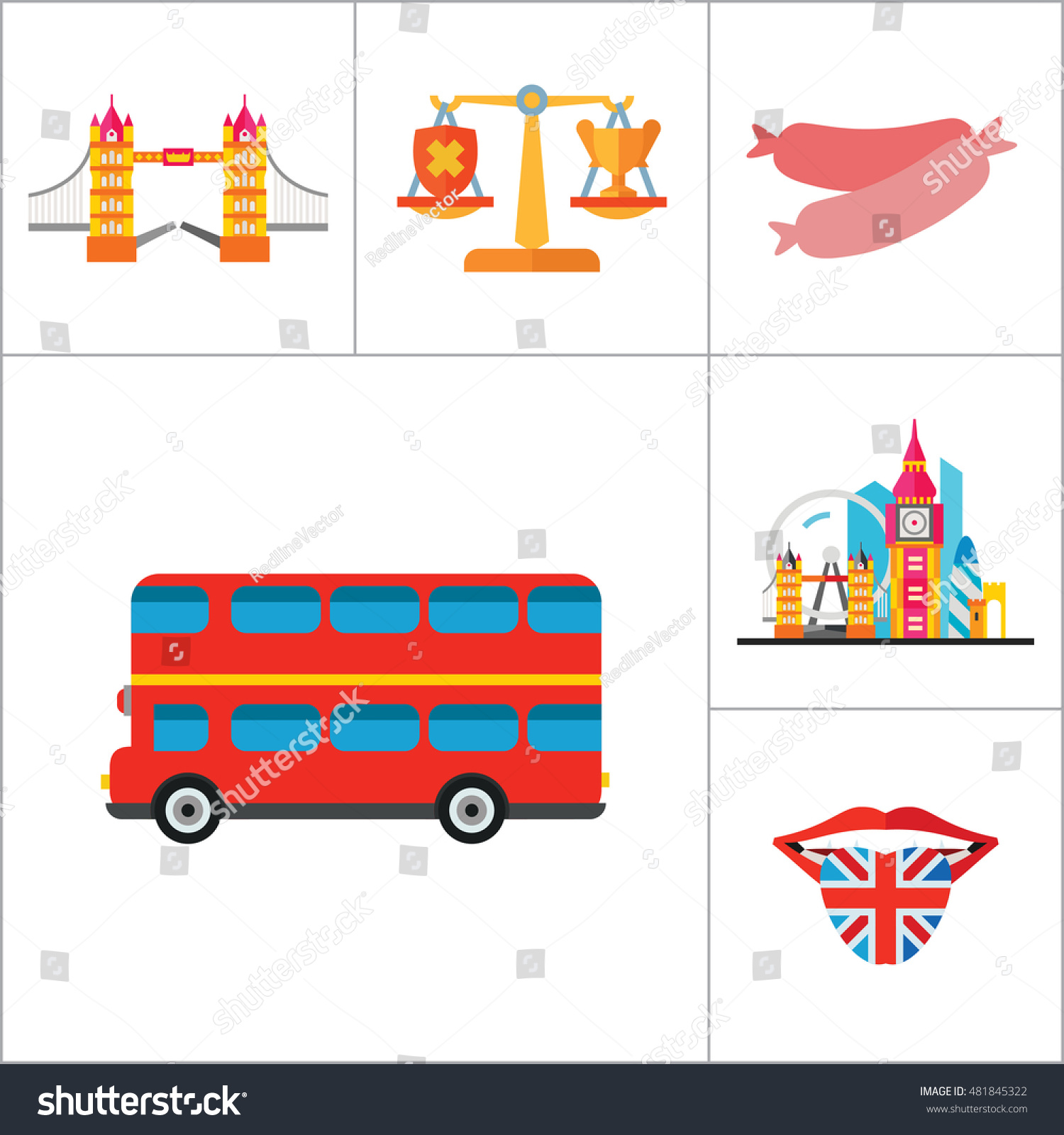 England Icons Set Stock Vector (Royalty Free) 481845322