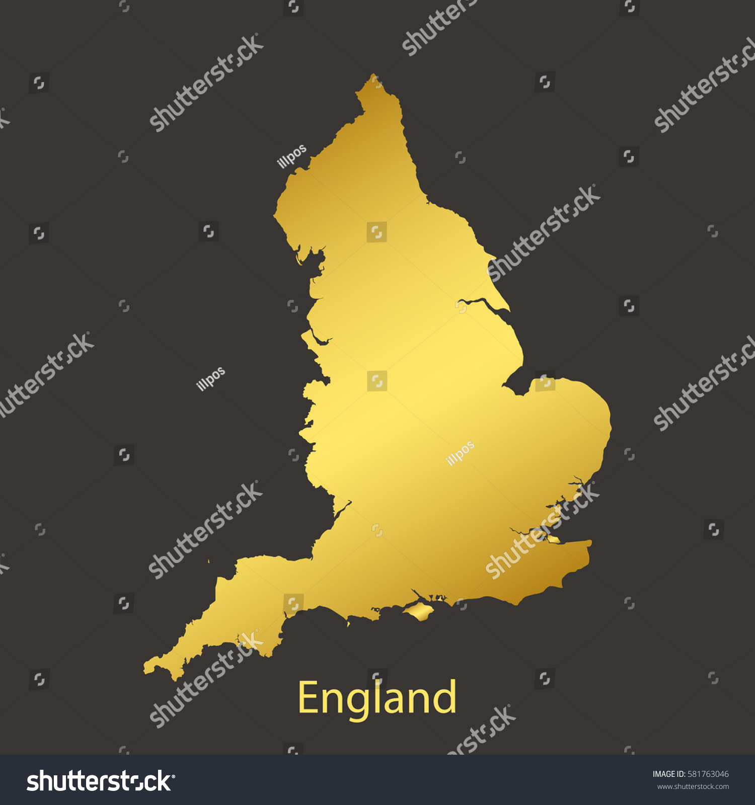 England Mapborder Golden Gradient Vector Illustration: vector de stock ...
