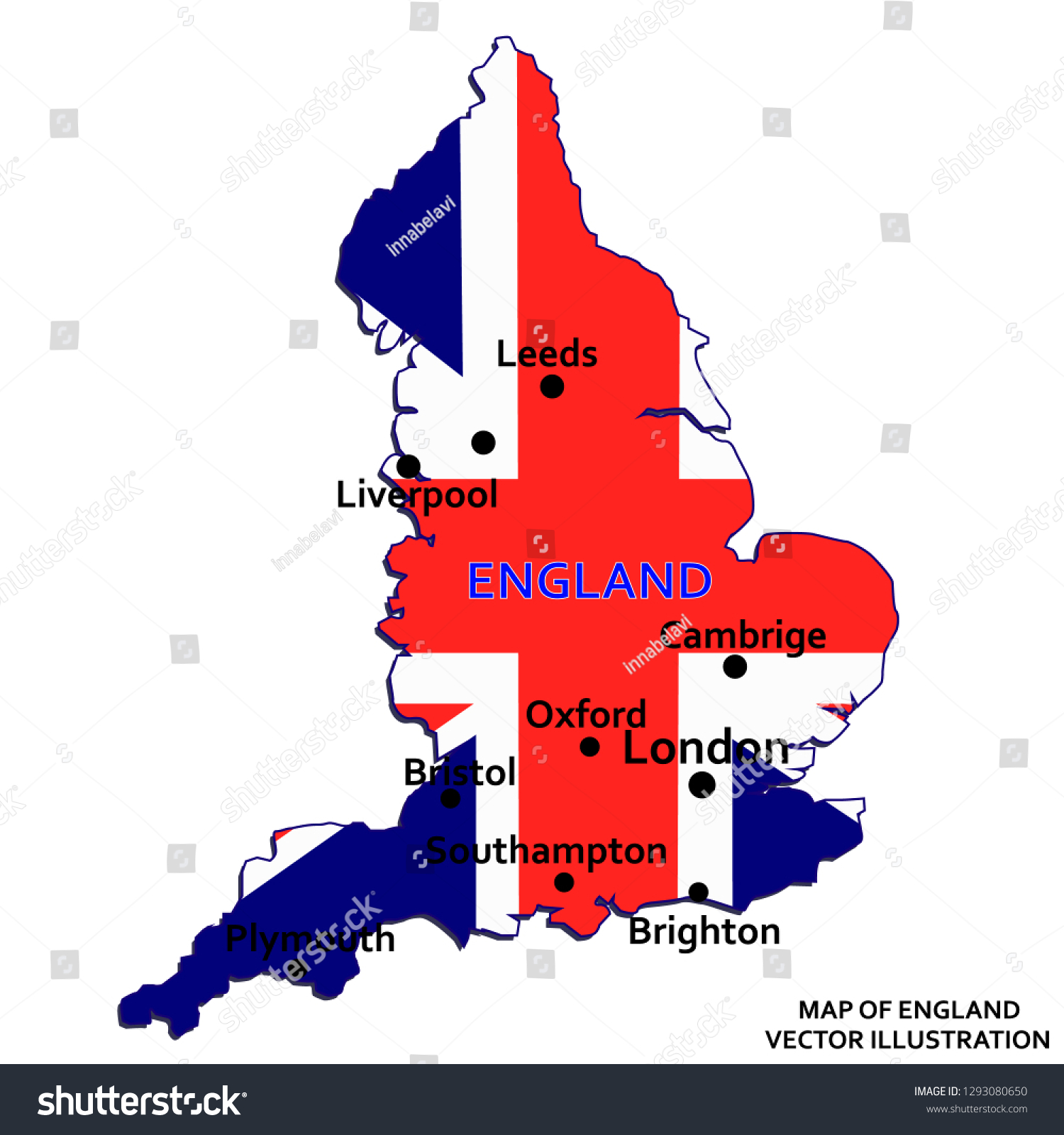 England Map Vector Silhouette Isolated On Stock Vector (Royalty Free ...