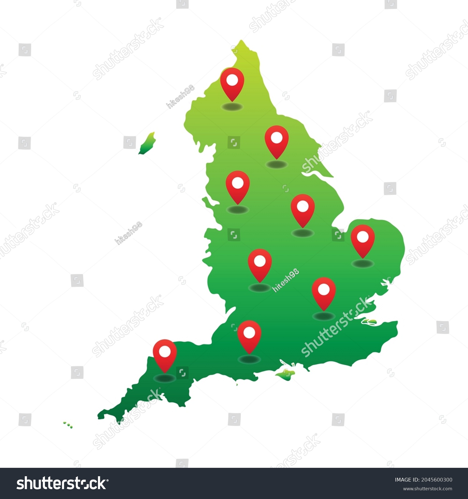 England Map Pin Location Stock Vector (Royalty Free) 2045600300 ...