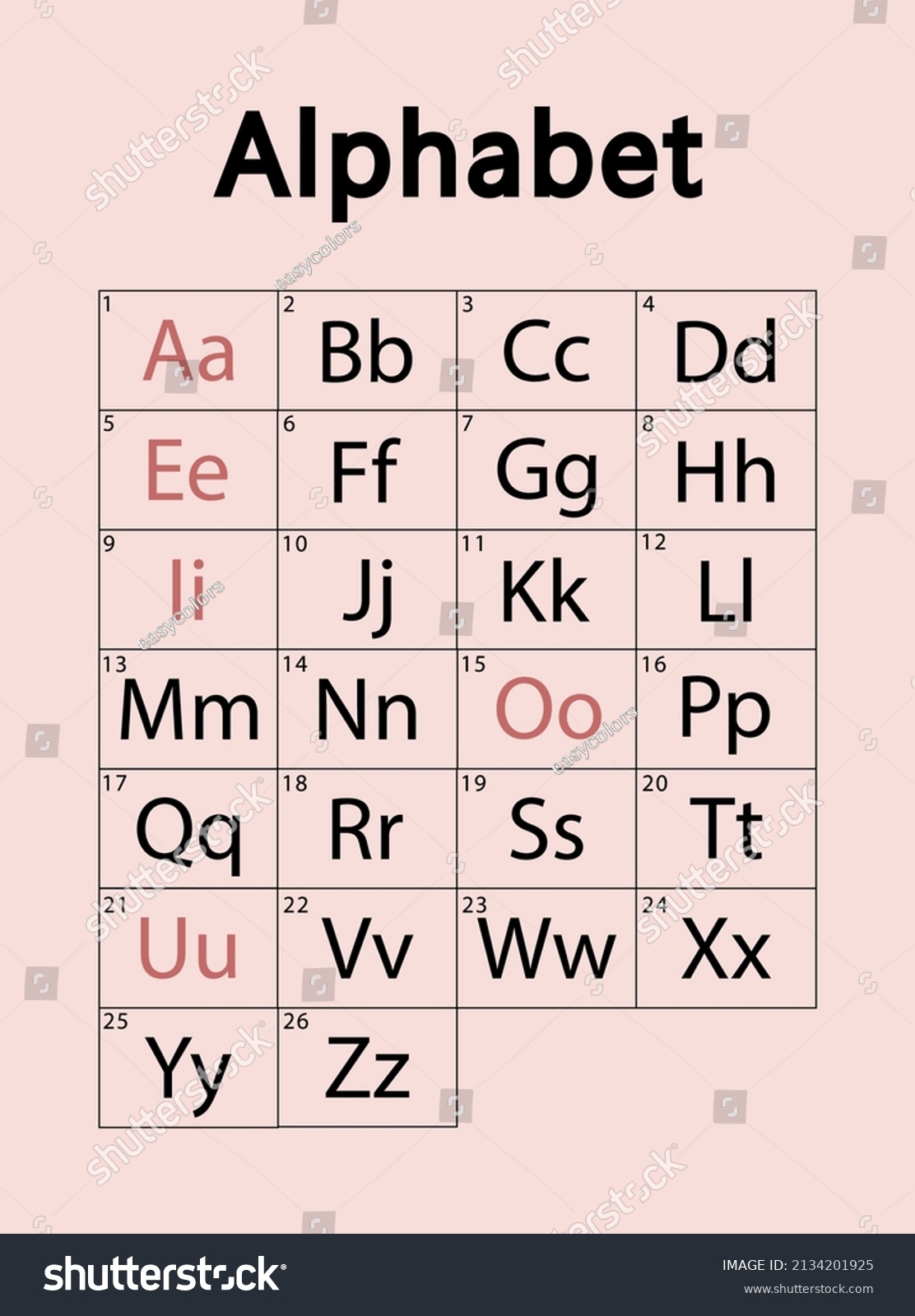 English Alphabet 26 Letters Vowels Consonants Stock Vector (Royalty ... English Alphabet 26 Letters Vowels Consonants Stock Vector (Royalty ...