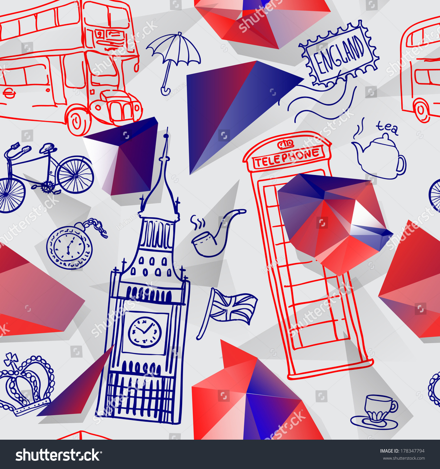 English Background London Seamless Pattern Stock Vector 178347794 ...