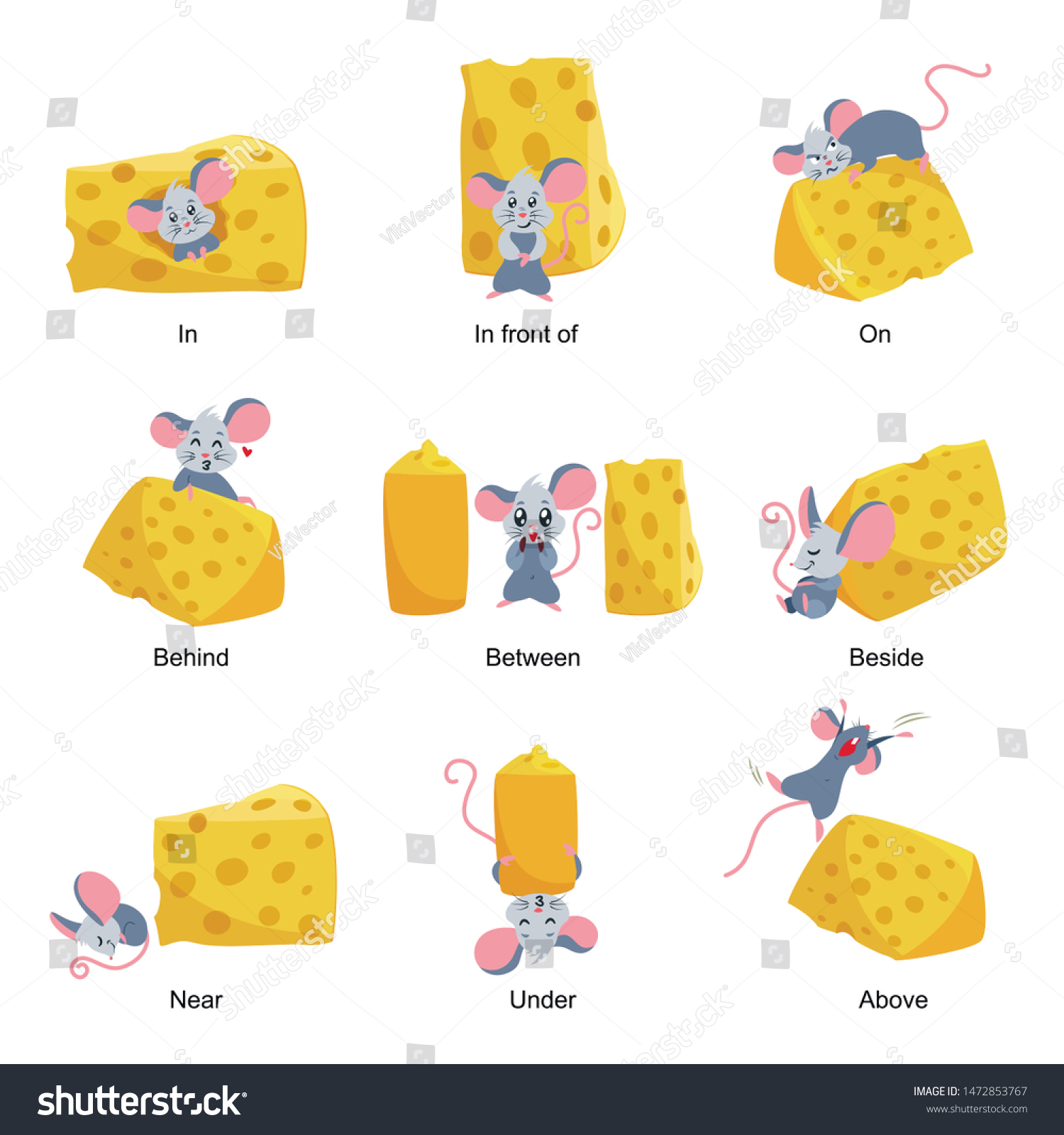 English Language Preposition Set Educational Activity Stock Vector ...