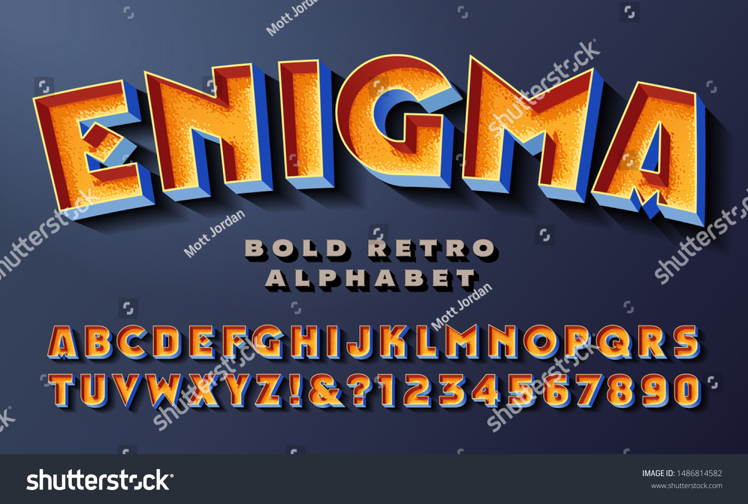 Enigma Font Bold Colorful Retro Alphabet Stock Vector (Royalty Free) 1486814582 | Shutterstock