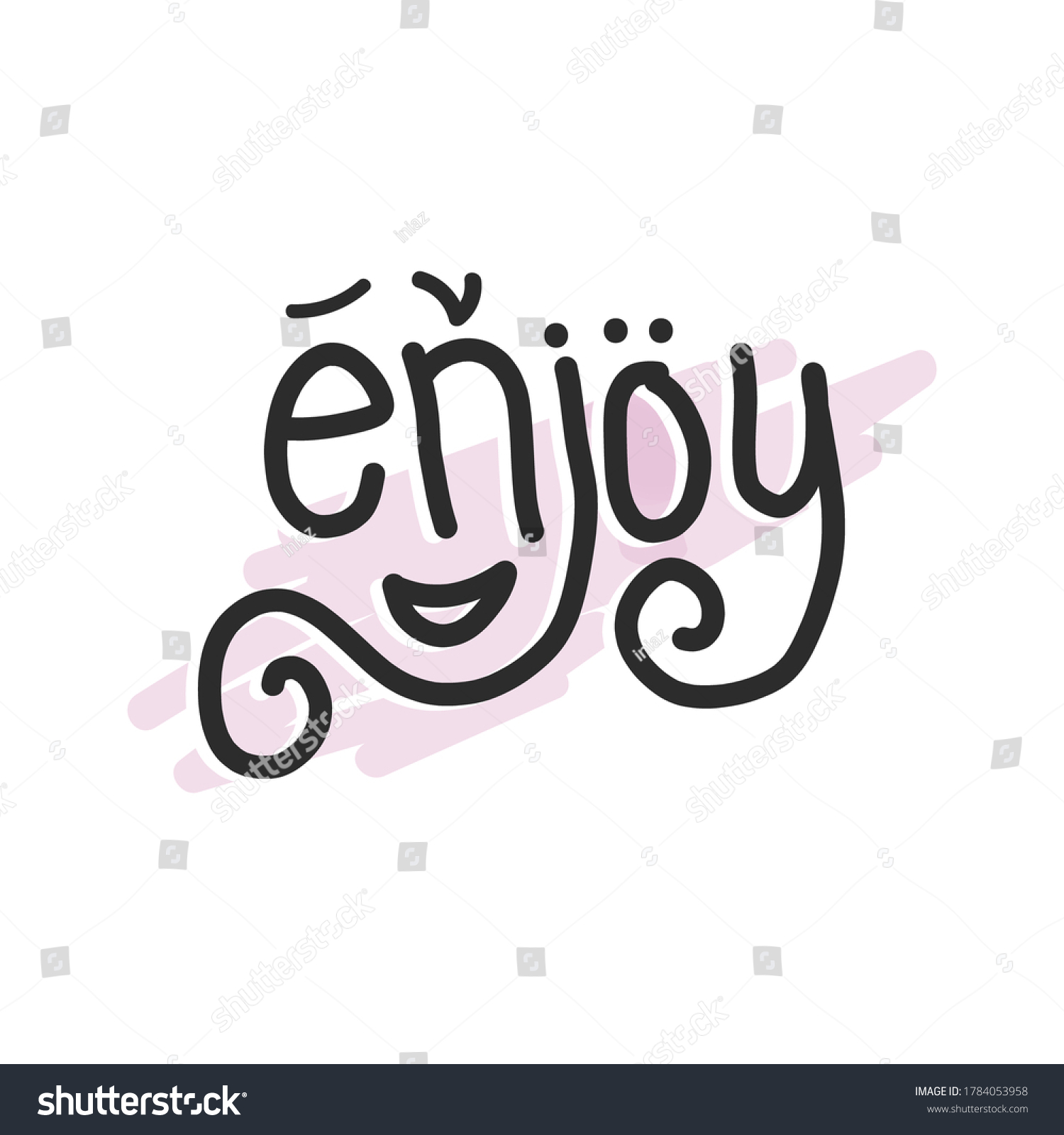 Enjoy Text Brush Calligraphy Vector Isolated: เวกเตอร์สต็อก (ปลอดค่า ...