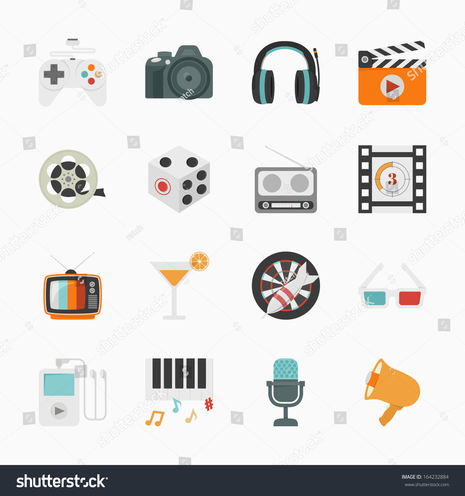 Entertainment Icons White Background Eps10 Vector Stock Vector ...