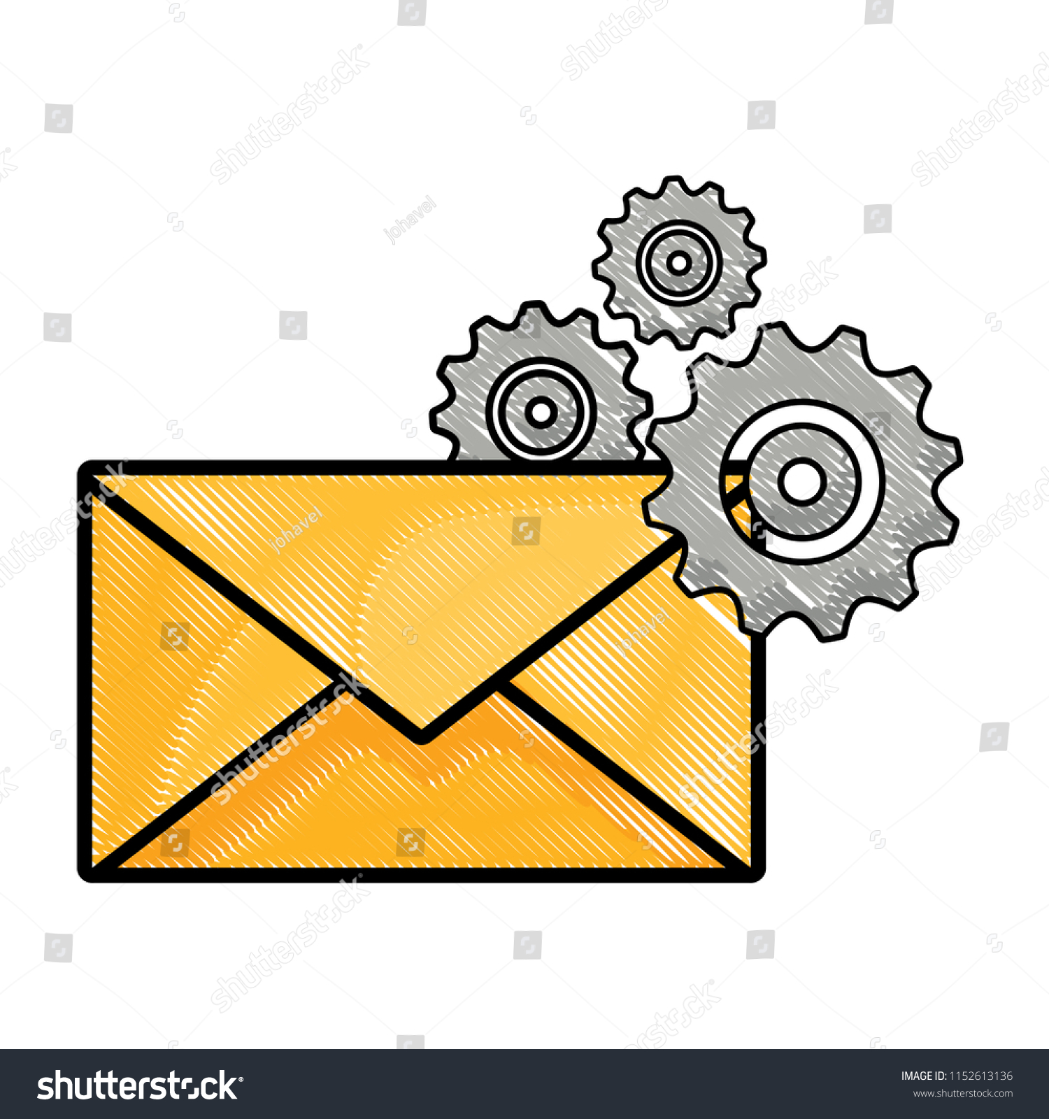 Envelope Gear Wheels Stock Vector (Royalty Free) 1152613136