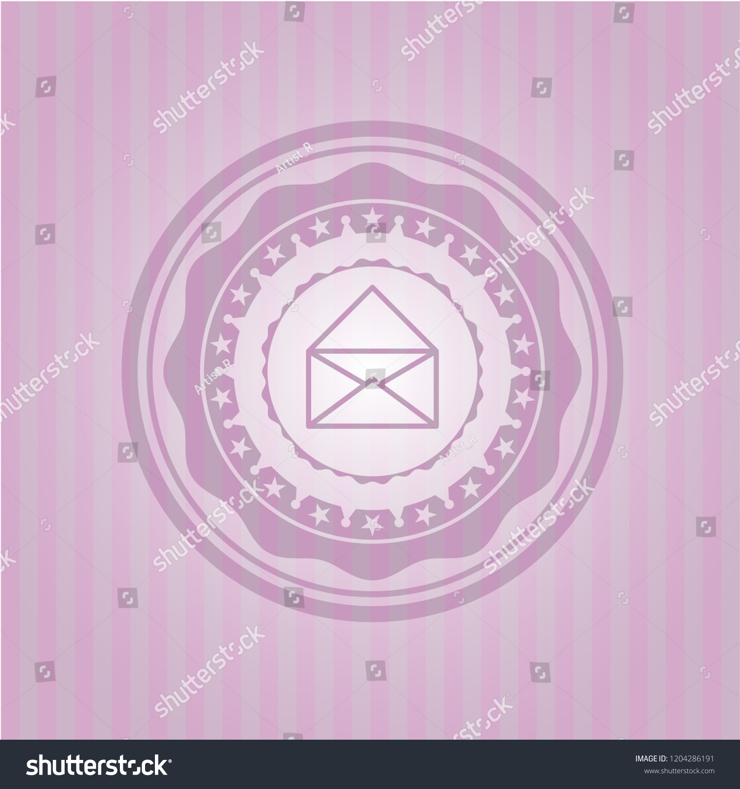 Envelope Icon Inside Badge Pink Background Stock Vector (Royalty Free ...