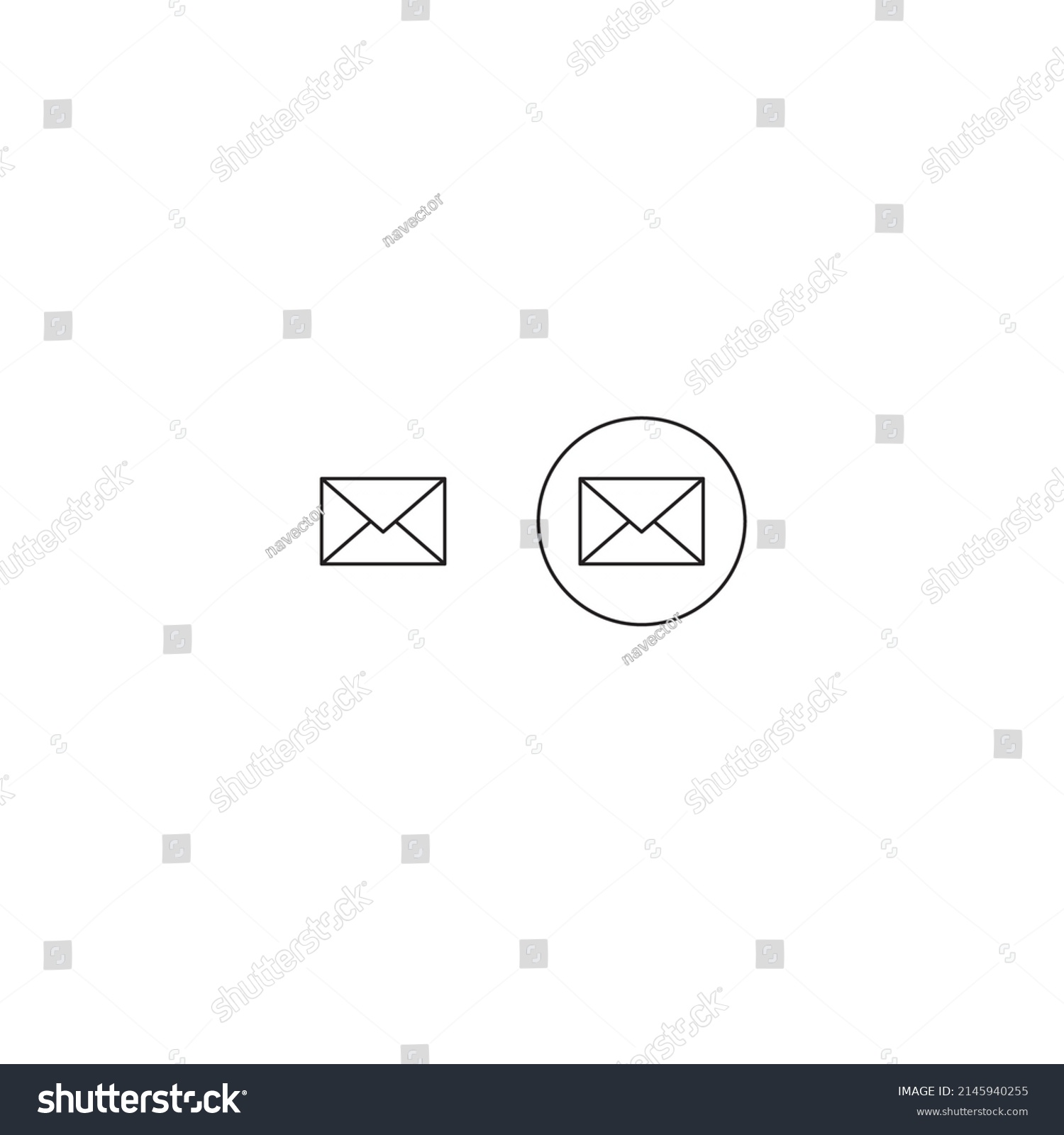 Envelope Icon Border On White Transparent Stock Vector (Royalty Free ...