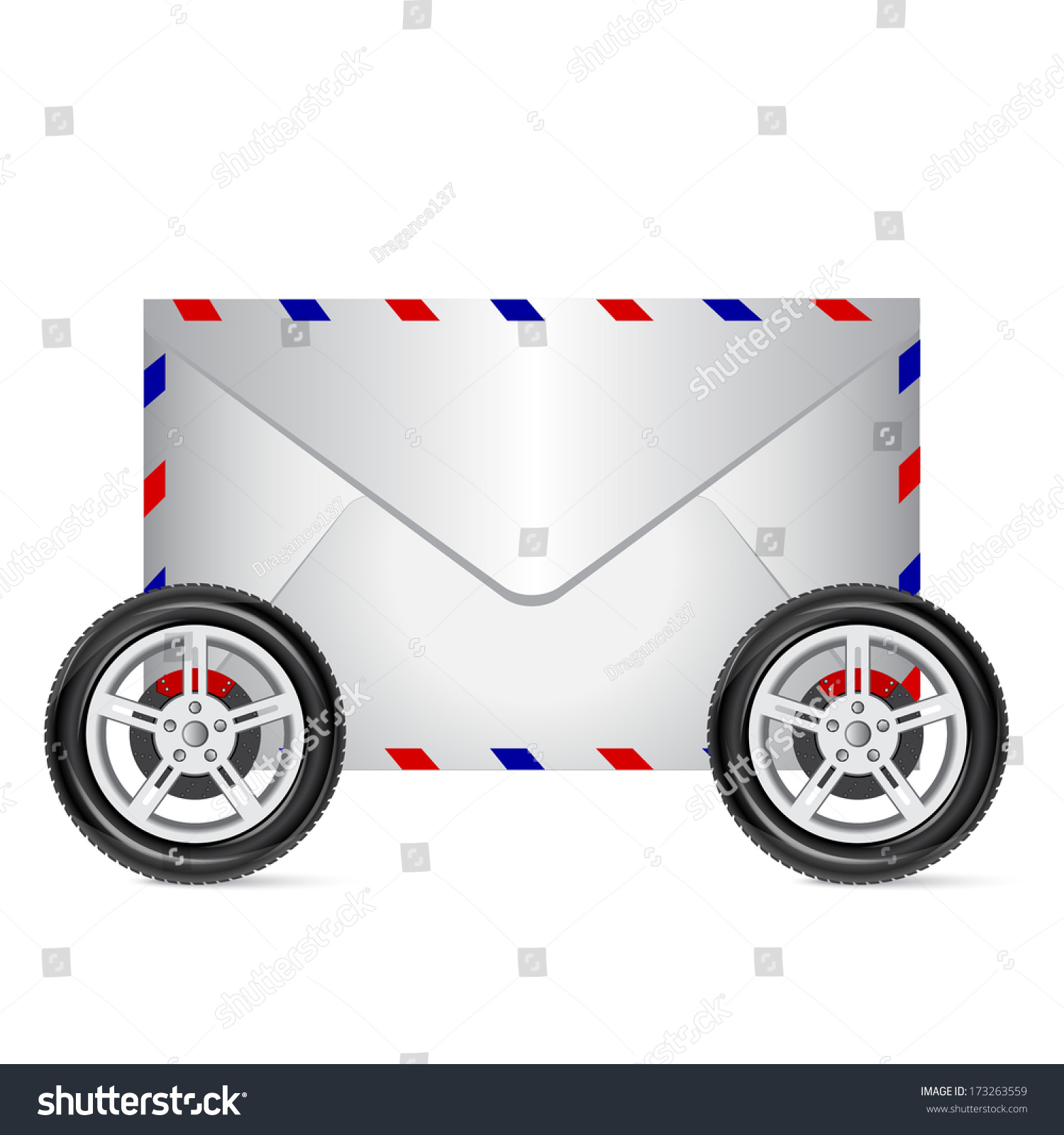 Envelope On Wheels Isolated On White Stock Vector (Royalty Free ...