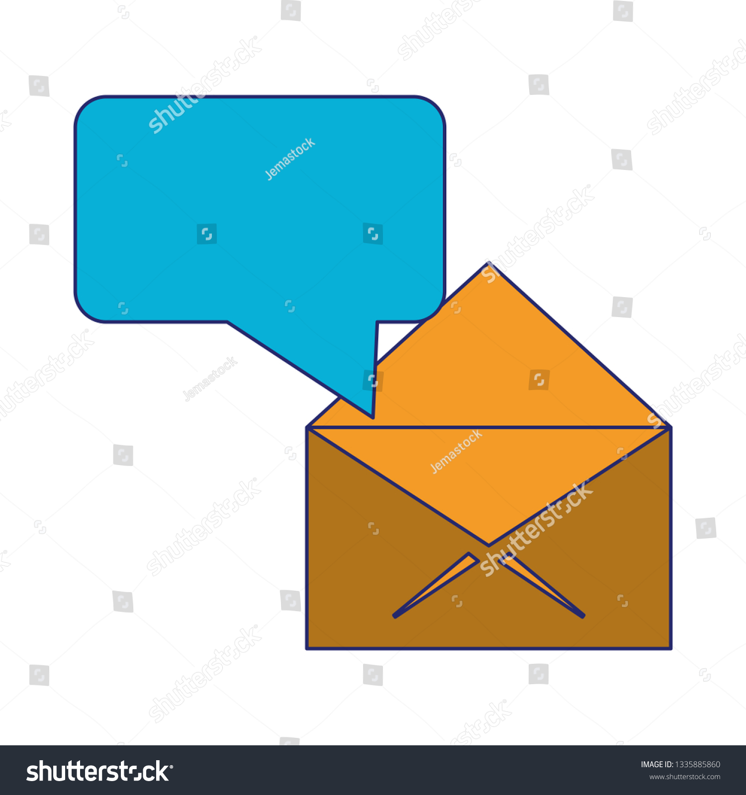 Envelope Open Blank Bubble Blue Lines Stock Vector (Royalty Free ...